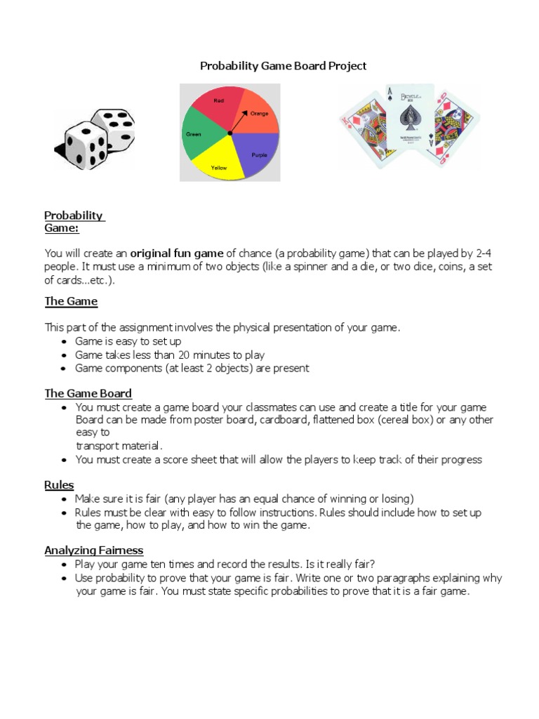 Probability Board Game Project Probability Cognition
