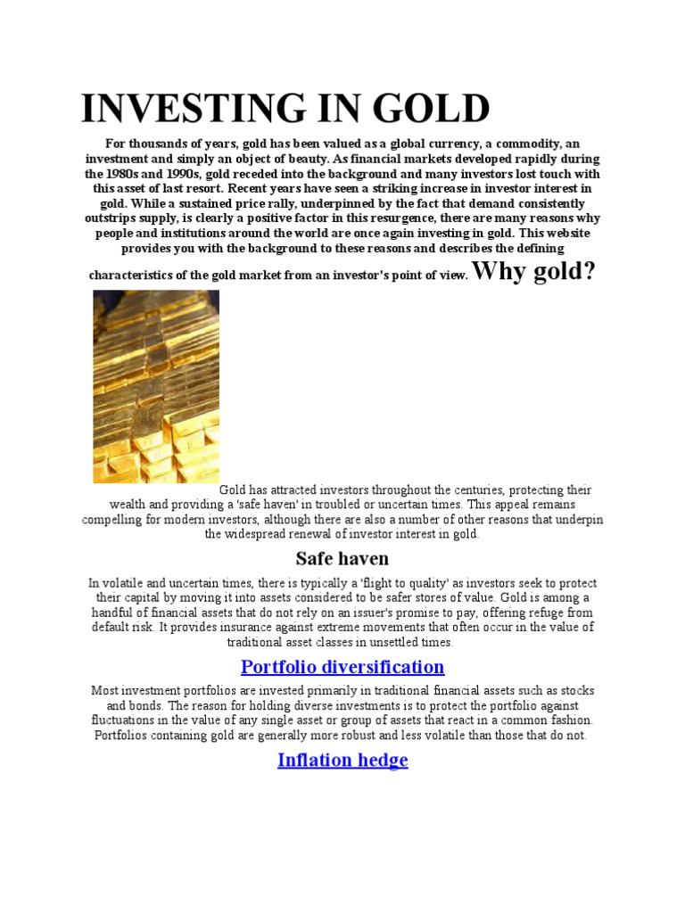 Investing in Gold | PDF | Gold As An Investment | Futures Contract