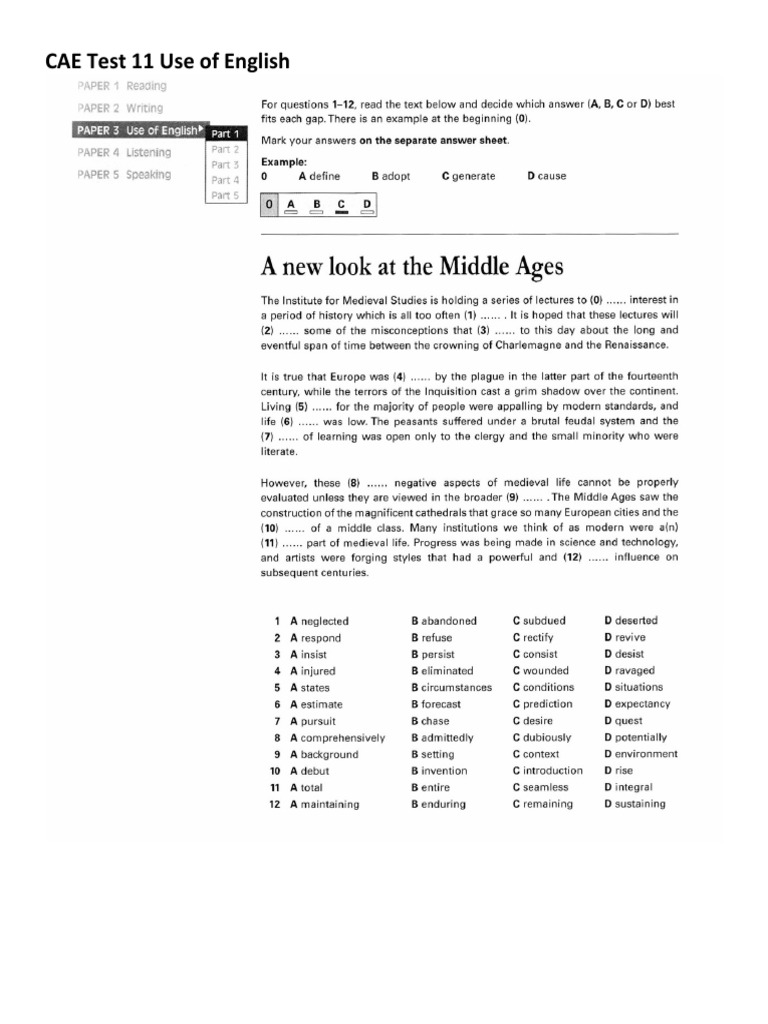 CAE Test 11 Use of English | PDF
