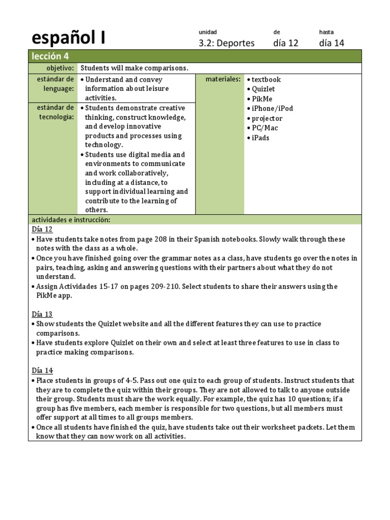 Lesson 4: Making Comparisons in Spanish | PDF