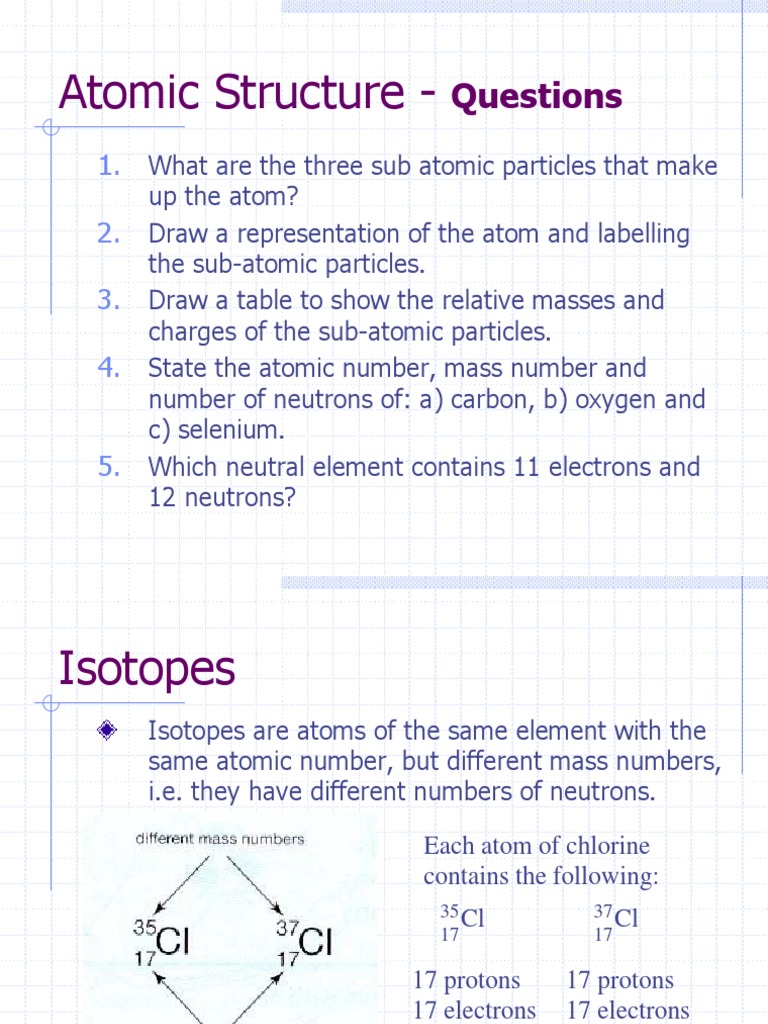 Atomic Structure and Isotopes Overview | PDF | Electron Configuration ...
