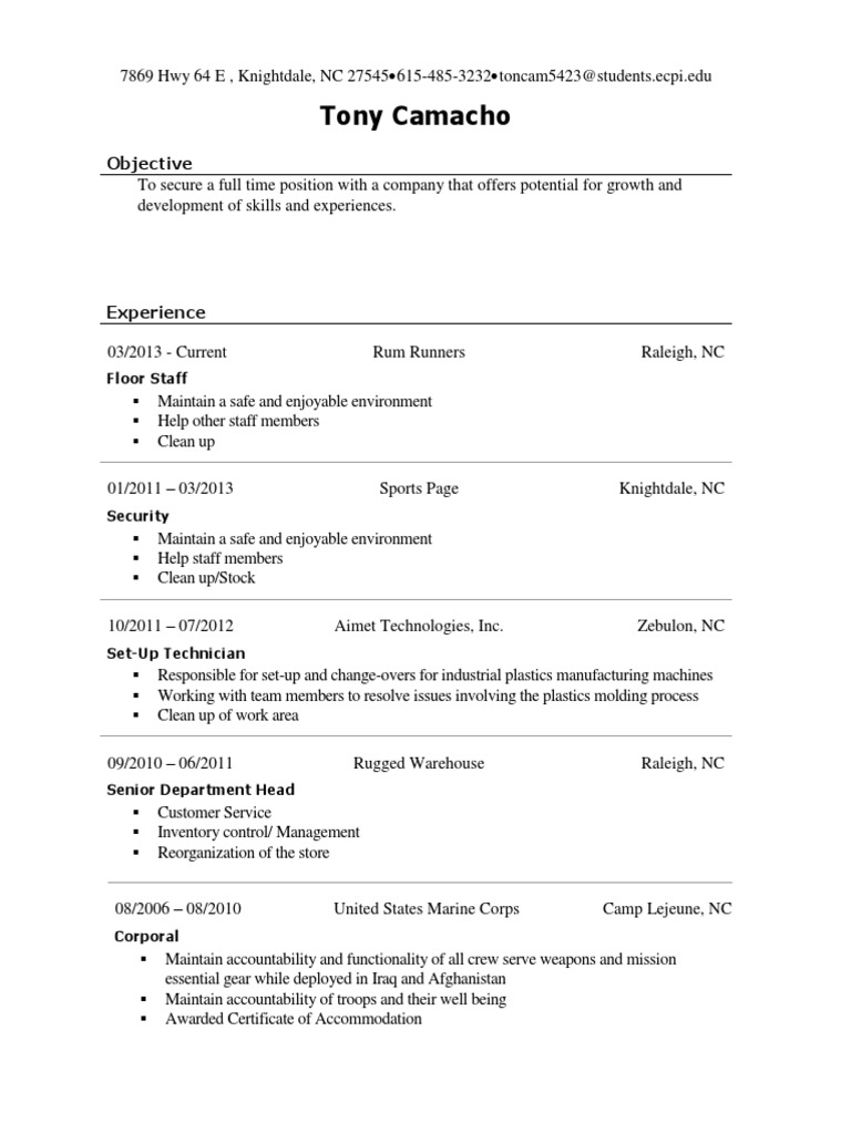ECPI University Student Resume | PDF | Technology & Engineering