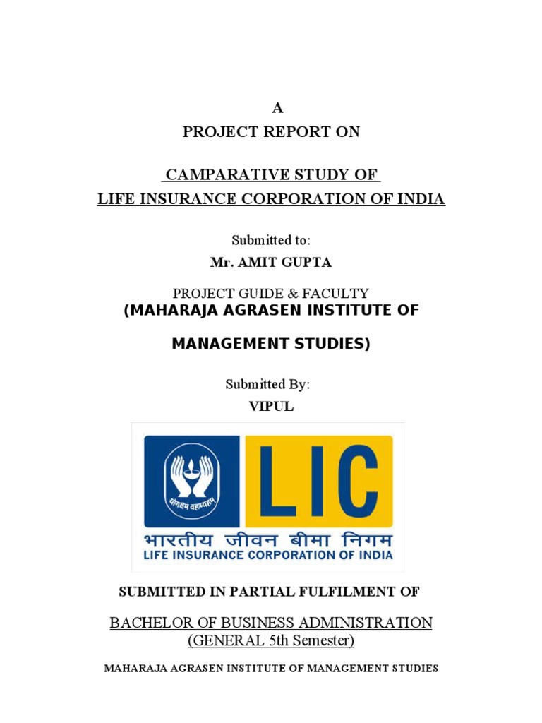 Comparative Study of LIC in India | PDF | Annuity (European) | Insurance