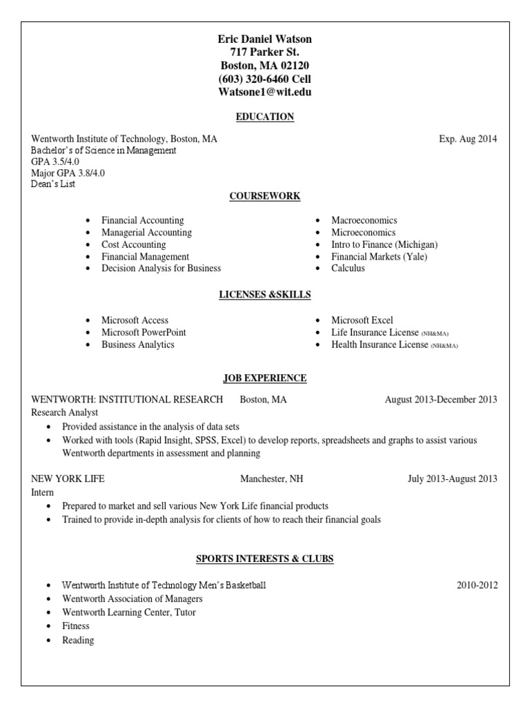 Eric Watson's Management Resume | PDF