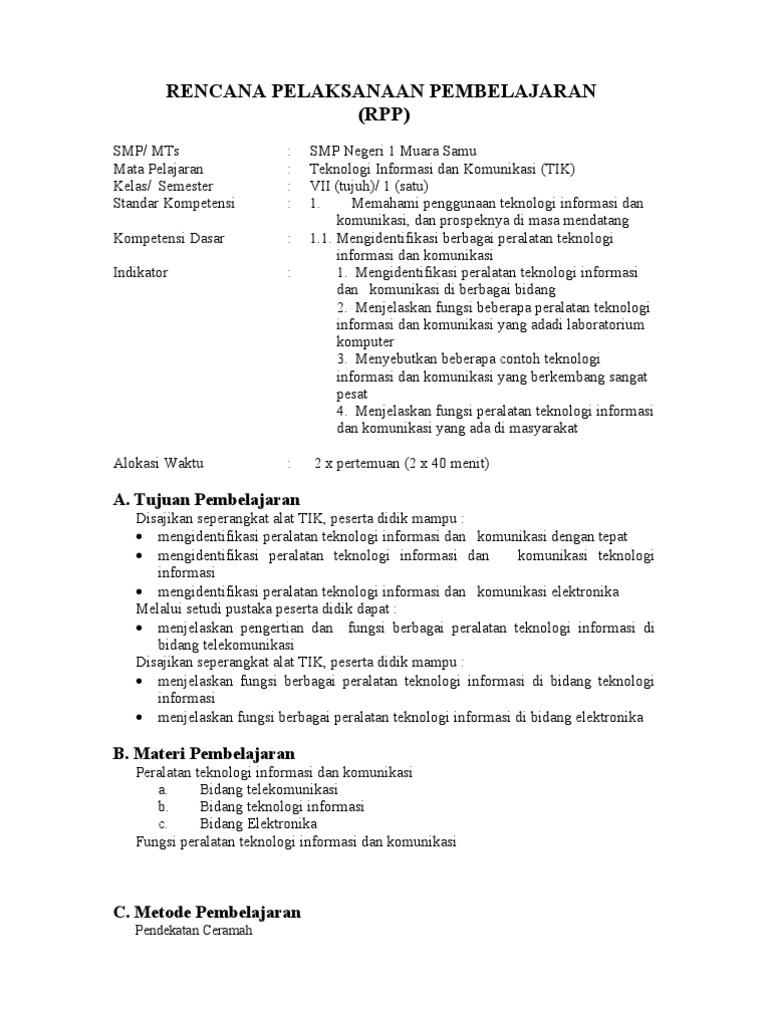RPP Tik 7 | PDF | Komputer