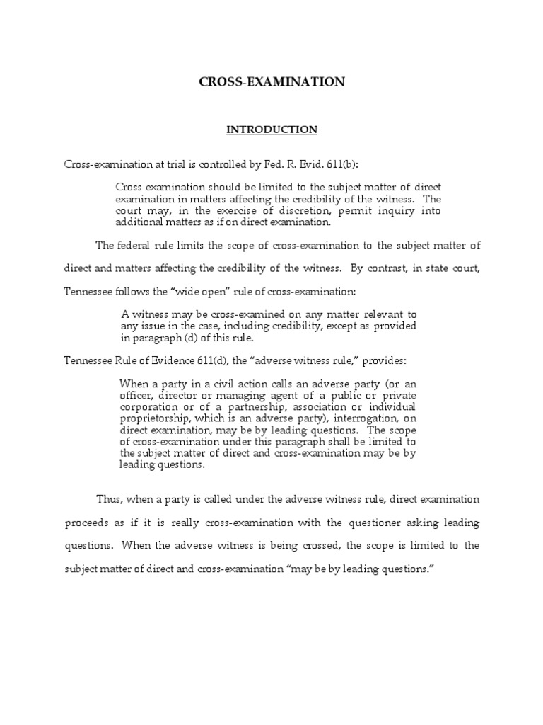 Cross Examination | PDF | Witness | Deposition (Law)