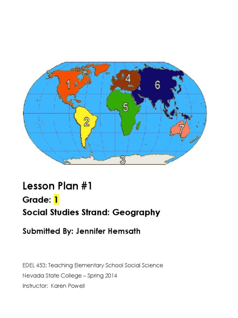 Lesson Plan #1: Grade: 1 Social Studies Strand: Geography | PDF ...
