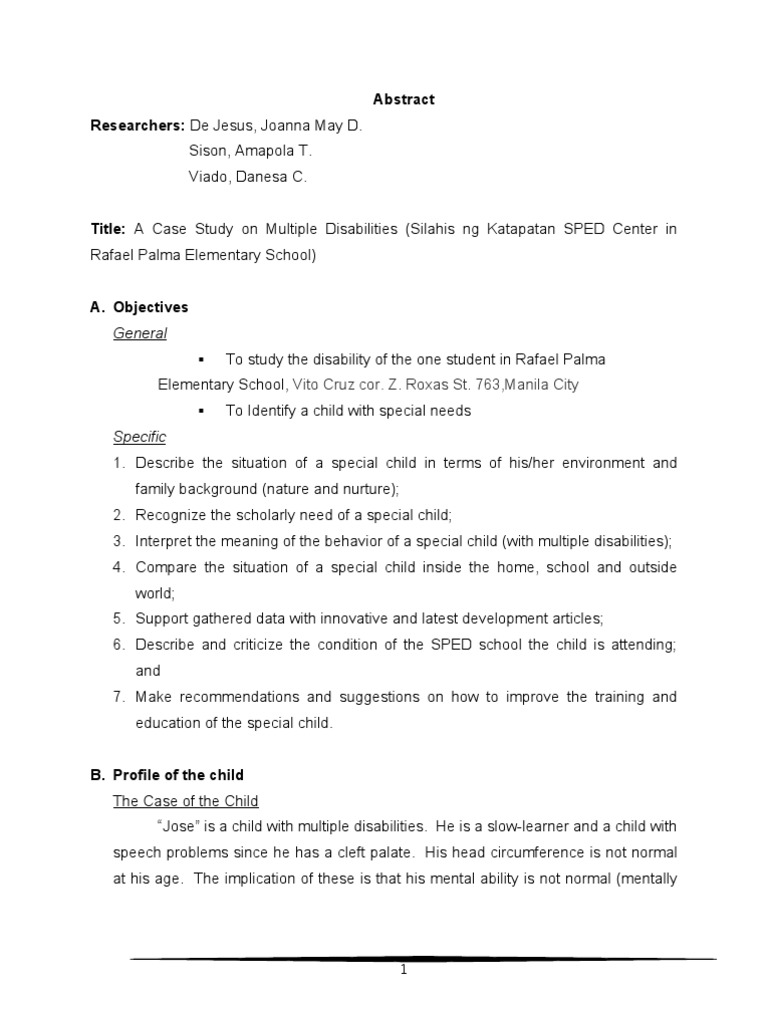 Sped Case Study | PDF | Special Education | Disability