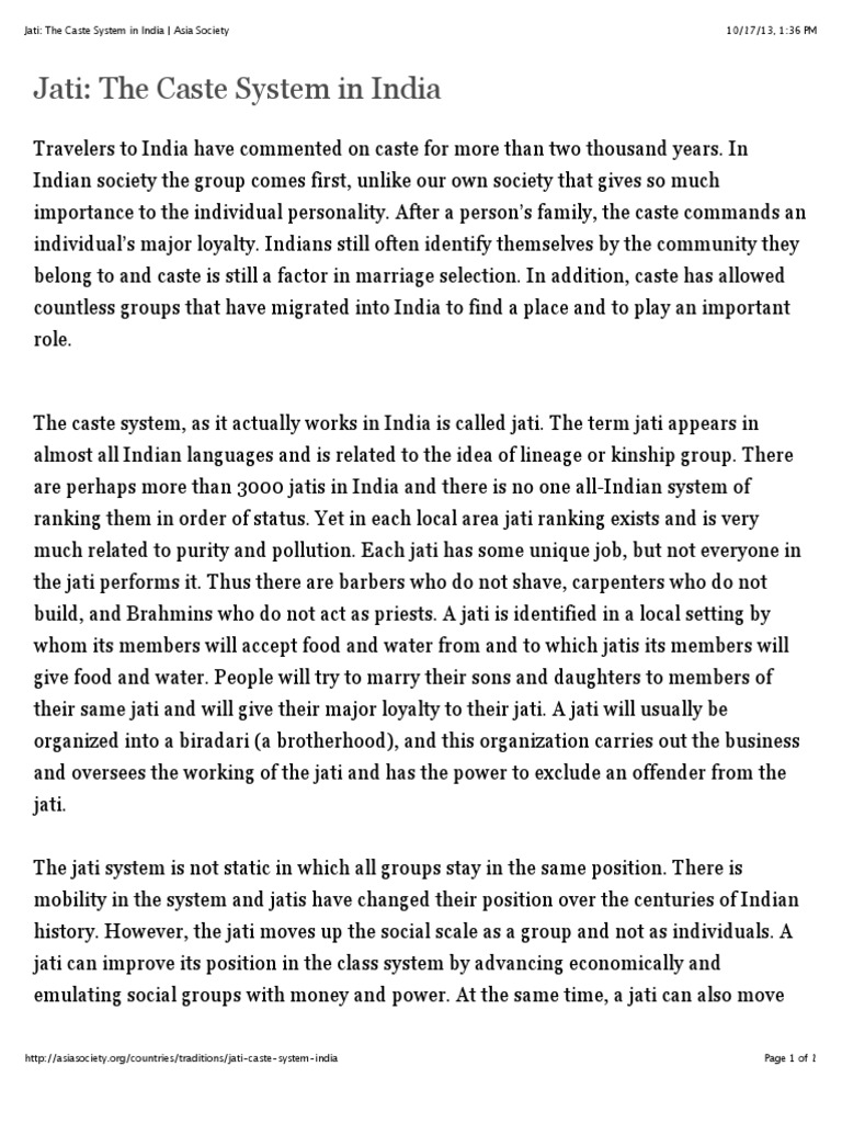 Jati: The Caste System in India | Asia Society | Caste | Social Inequality