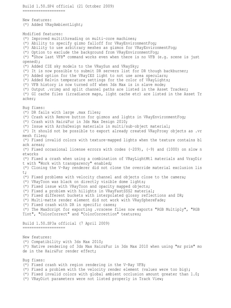 Vray Changelog | PDF | Rendering (Computer Graphics) | Texture Mapping