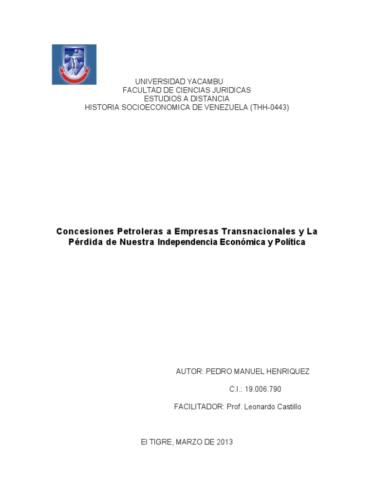 Concesiones Petroleras | PDF | Venezuela | Petróleo