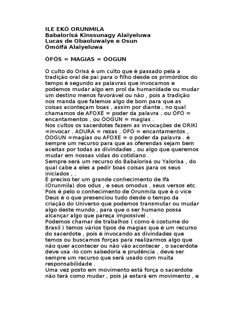 Ofos Aduras Oogun e Afoxe | PDF | Alimentos