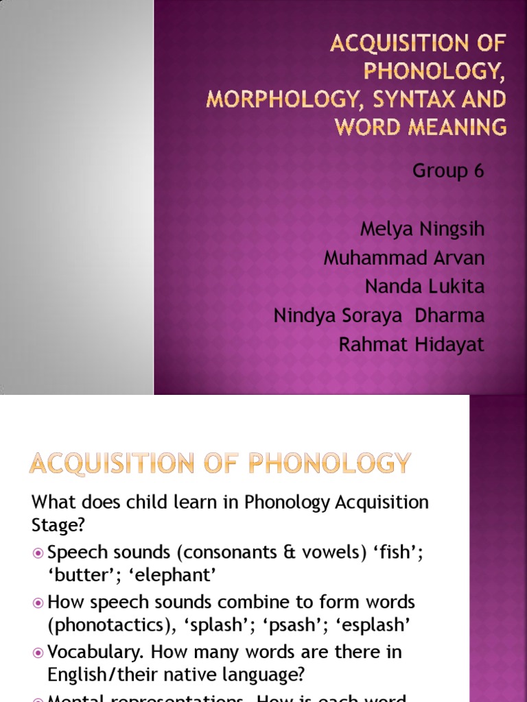 Acquisition of Phonology, Morphology, Syntax and | PDF | Word ...