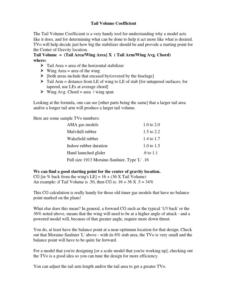 Tail Volume Coefficient