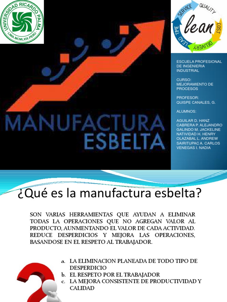 Manufactura Esbelta Diapositivas | Descargar gratis PDF | Lean Manufacturing | Industrias