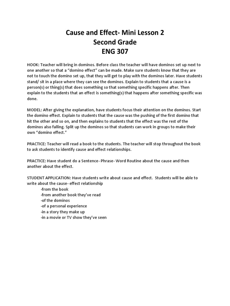 Cause and Effect Lesson for 2nd Grade | PDF | Language Arts ...