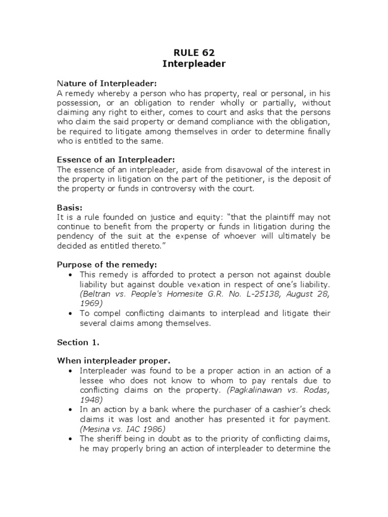 RULE 62 Interpleader | PDF