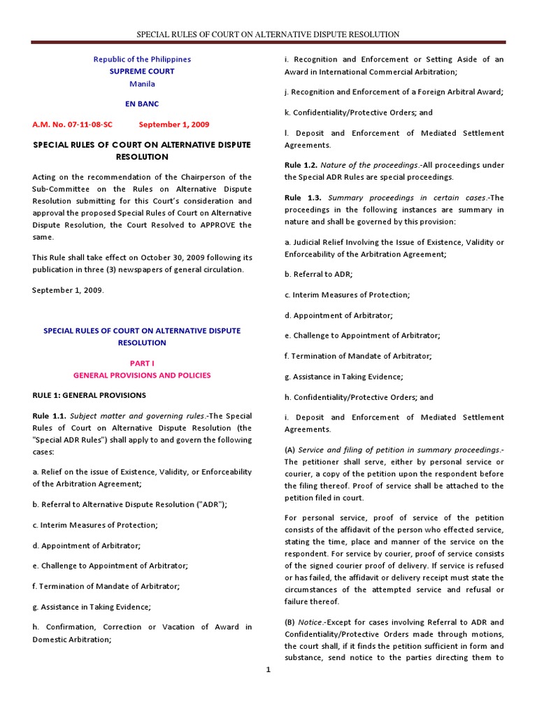 Rules of Procedure On Adr | PDF | Alternative Dispute Resolution ...
