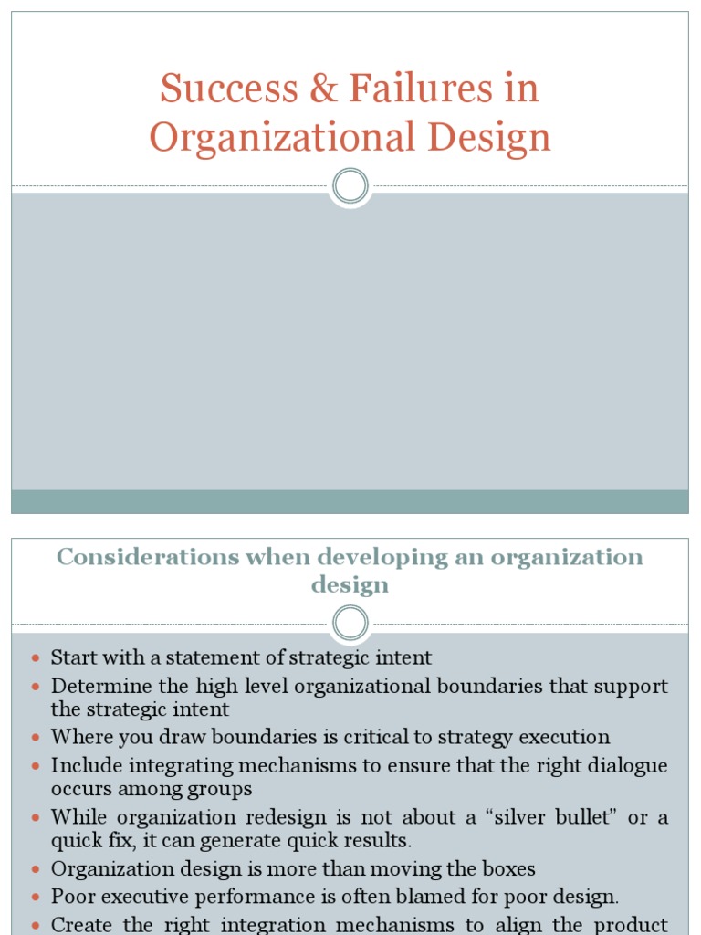 Success & Failures in Organizational Design | PDF | Creativity ...