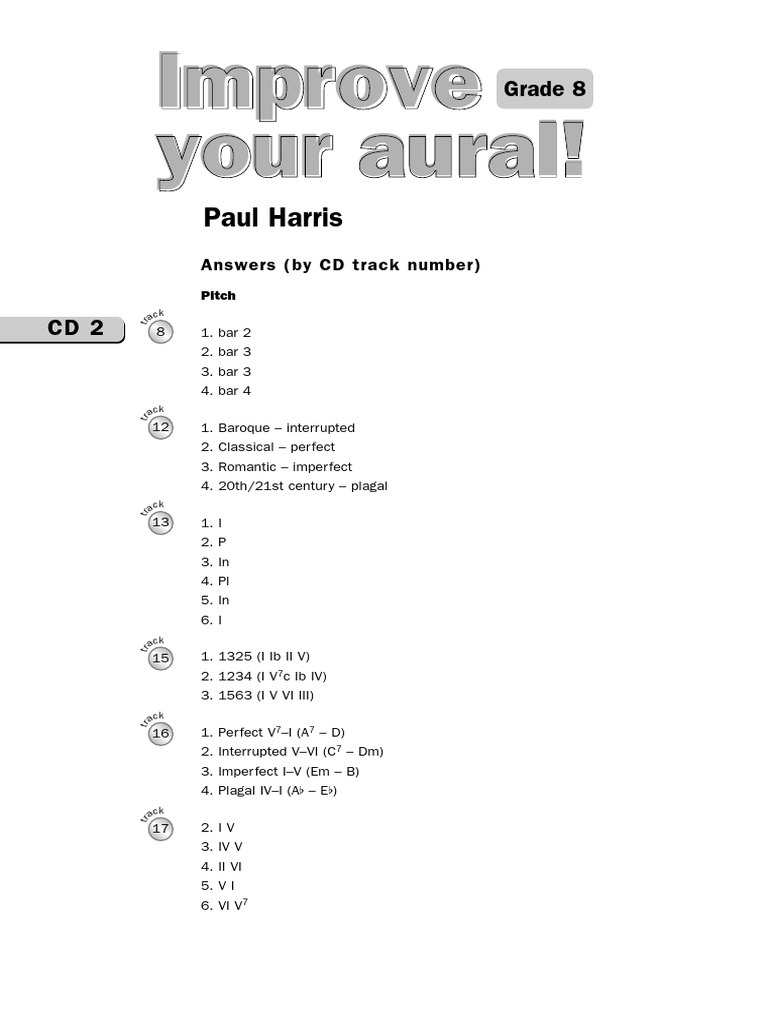 Improve Your Aural Grade 8 Answers | PDF | Harmony | Aspects Of Music