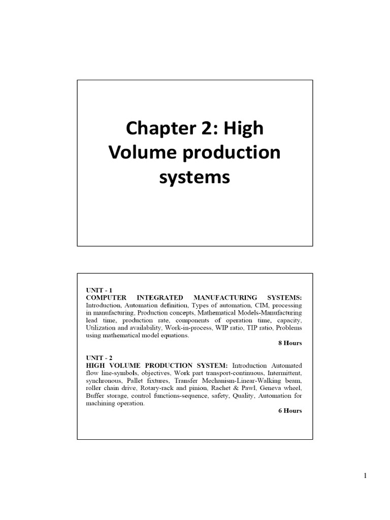 Chapter 2 High Volume Production Systems Class Presentation ...