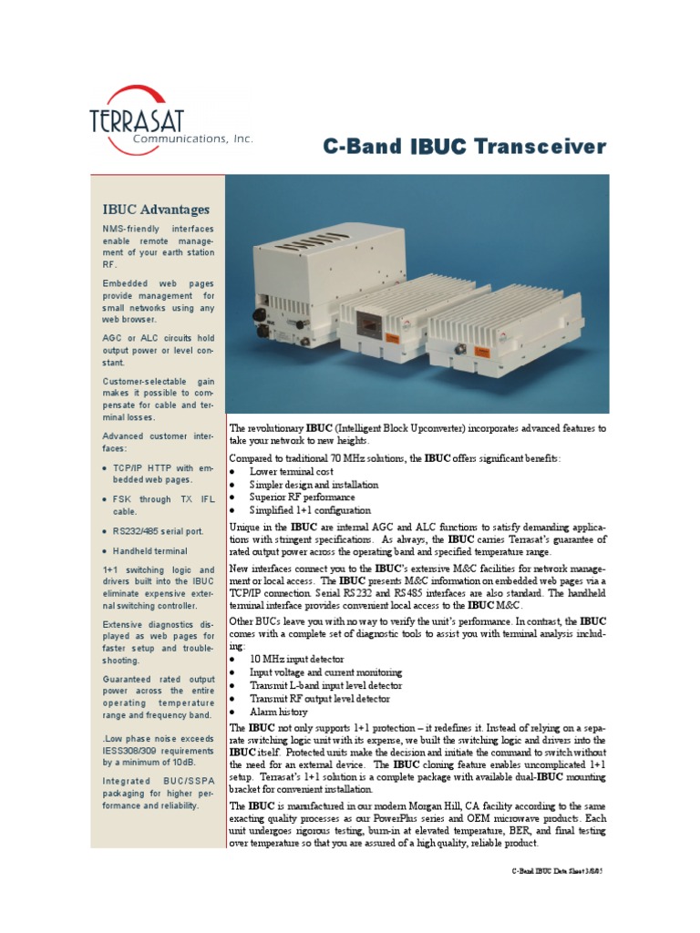 C-Band IBUC Transceiver: An Intelligent Block Upconverter with Remote ...