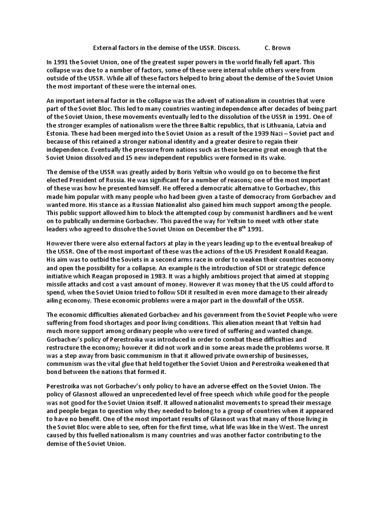 Factors Behind the USSR's Collapse | PDF | Mikhail Gorbachev ...
