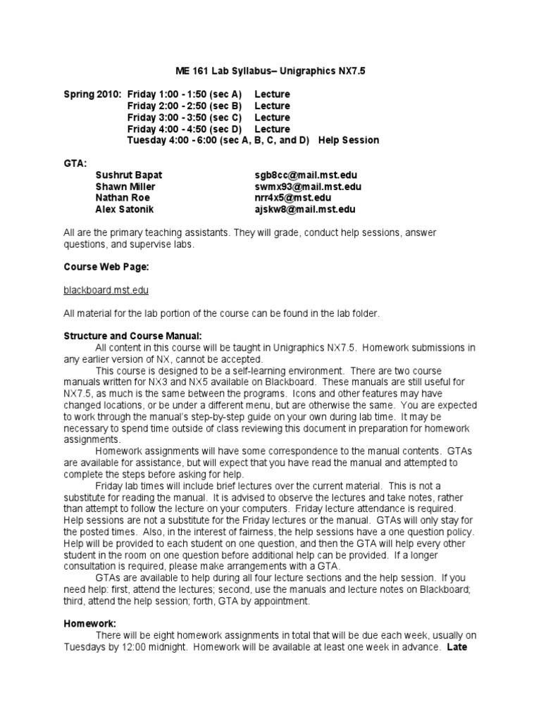 Lab Syllabus | PDF | Homework | Lecture