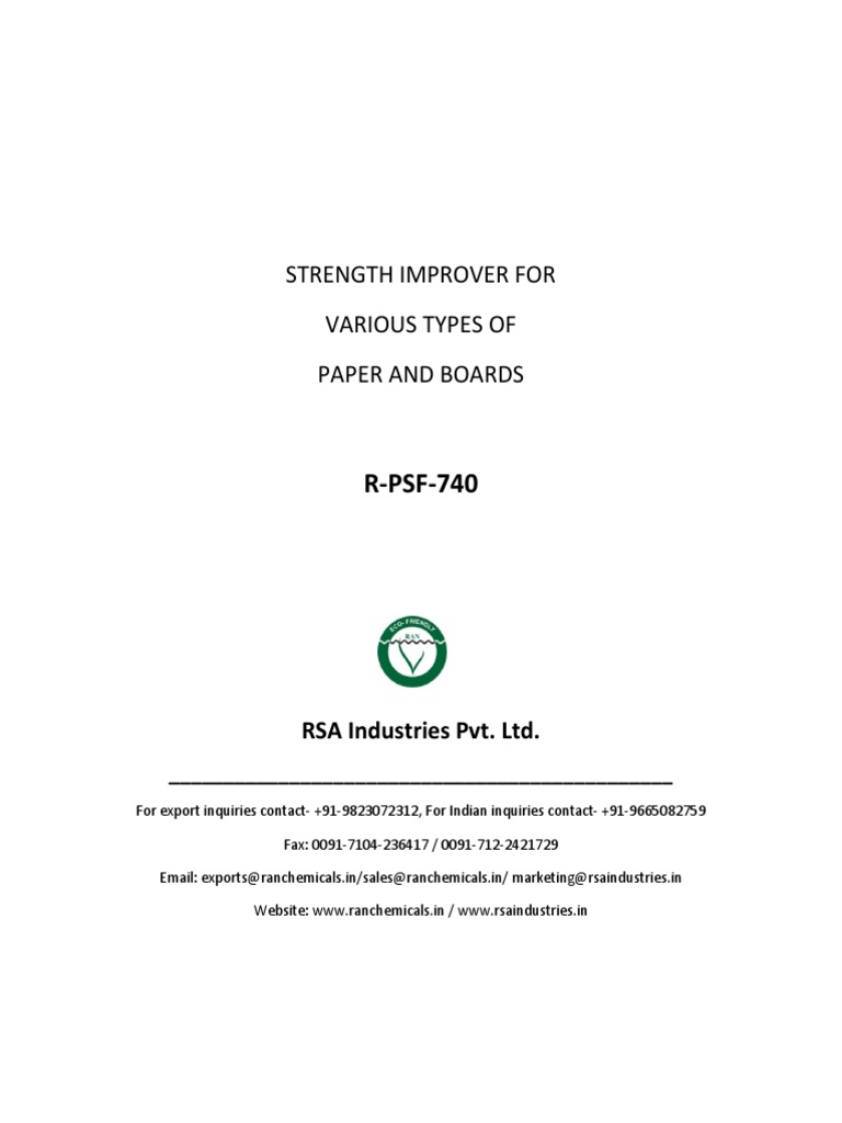 RSA Industries, India - Products - Paper Chemicals - Dry Strength ...