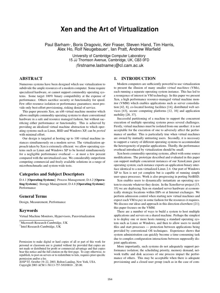 Xen and Virtualization | PDF | Operating System | Virtual Machine