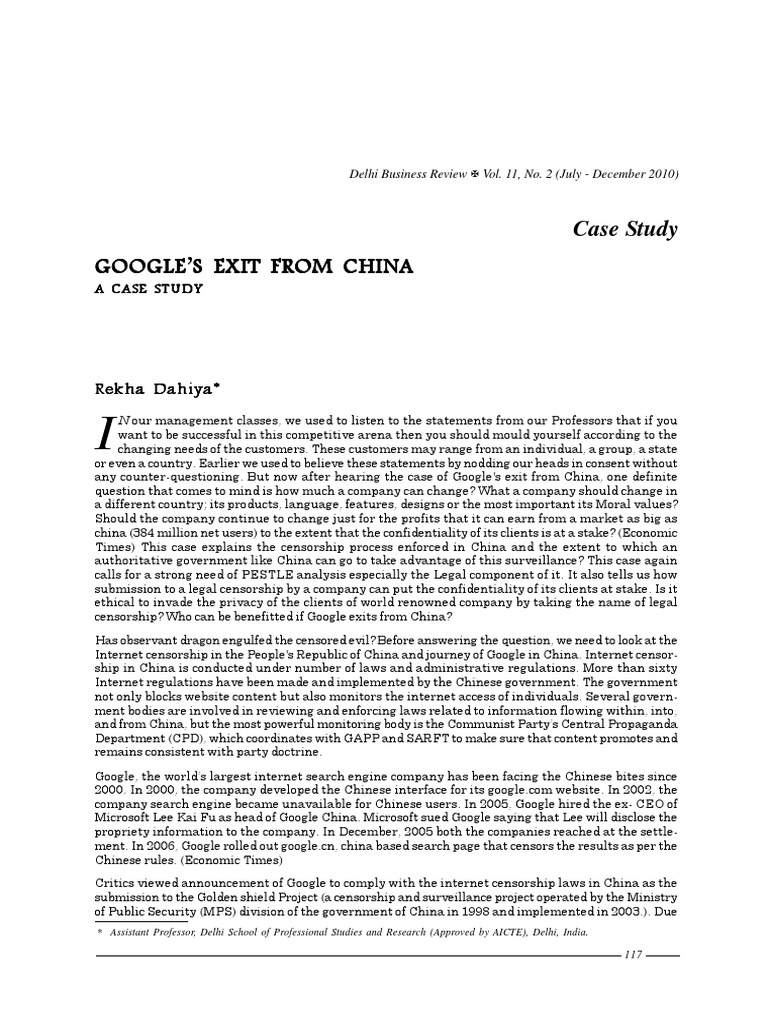 Case Study Google in China 2 | PDF