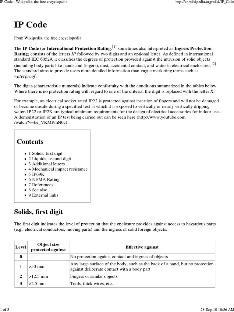 IP Code Standards | PDF | Electrical Engineering | Engineering
