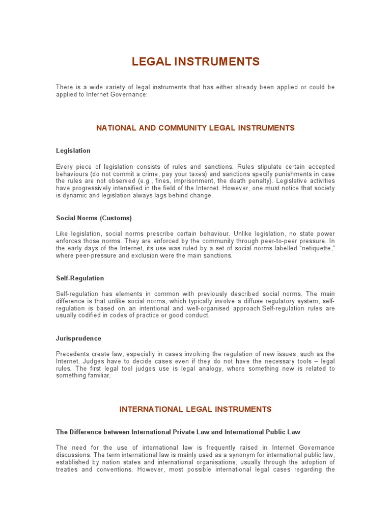National and Community Legal Instruments | PDF | Public International ...