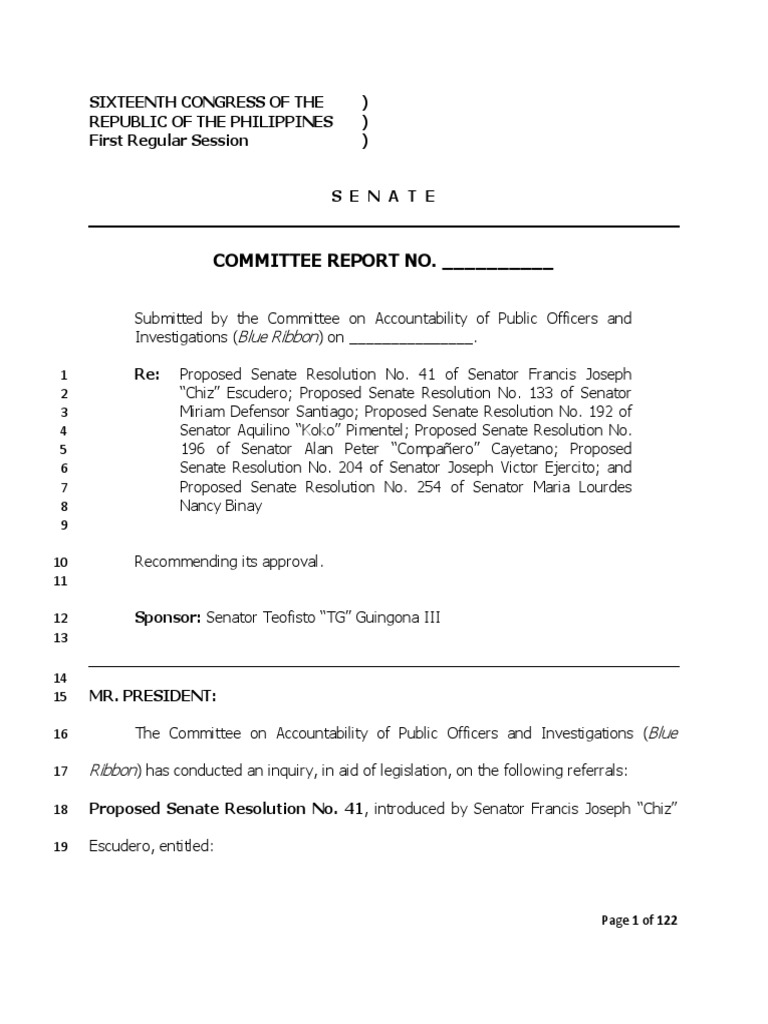 Senate Blue Ribbon Committee Report On PDAF Scam | PDF | Government ...