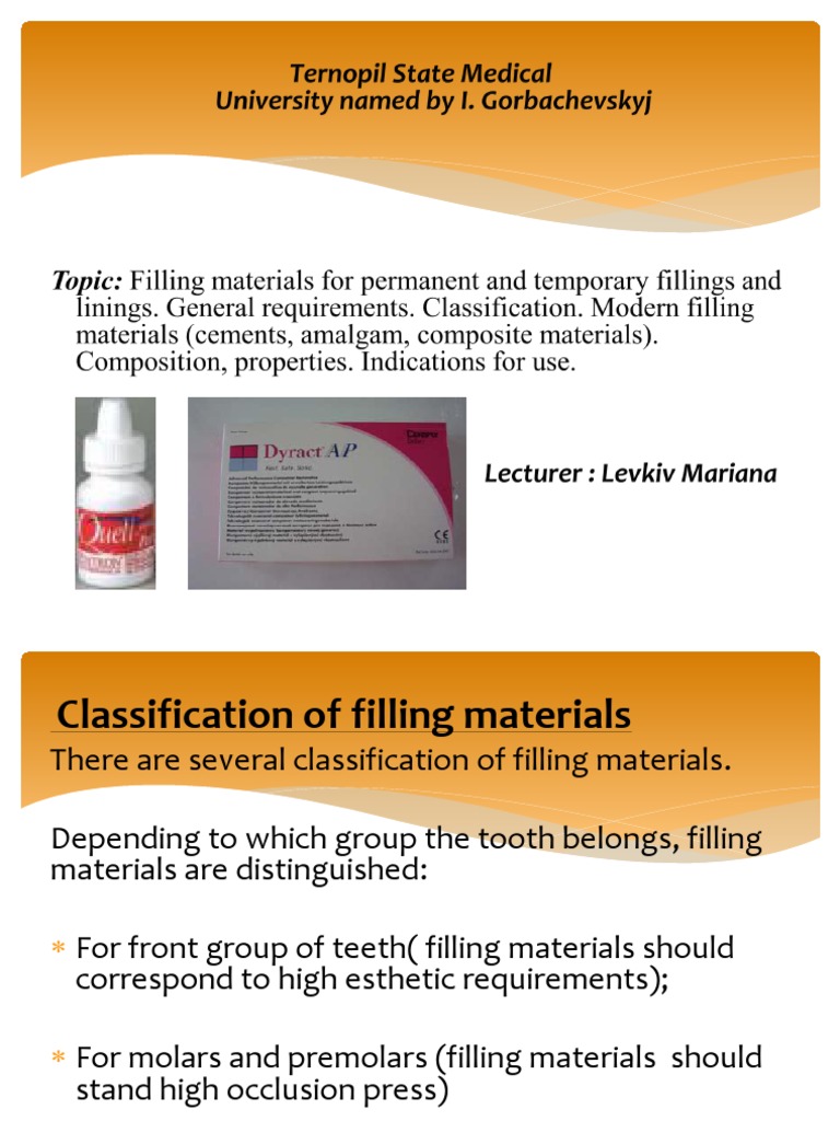 3 Filling Materials For Permanent and Temporary Seals | PDF | Dental ...