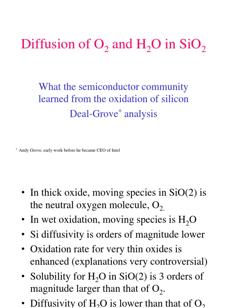 Diffusion of O2 and H2O in SiO2 | PDF | Diffusion | Silicon Dioxide