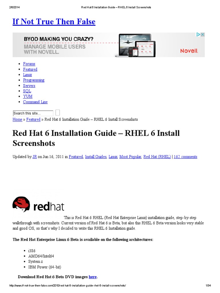 Red Hat 6 Installation Guide - RHEL 6 Install Screenshots | PDF ...