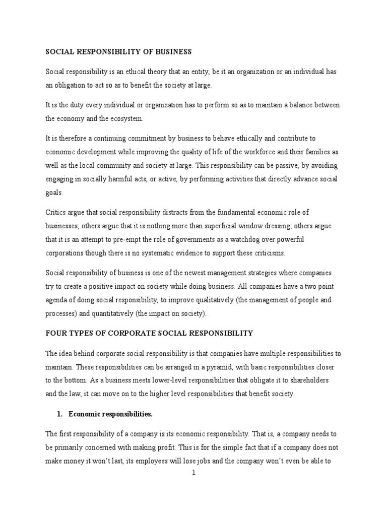 Social Responsibility of Business | PDF | Business Ethics | Corporate ...
