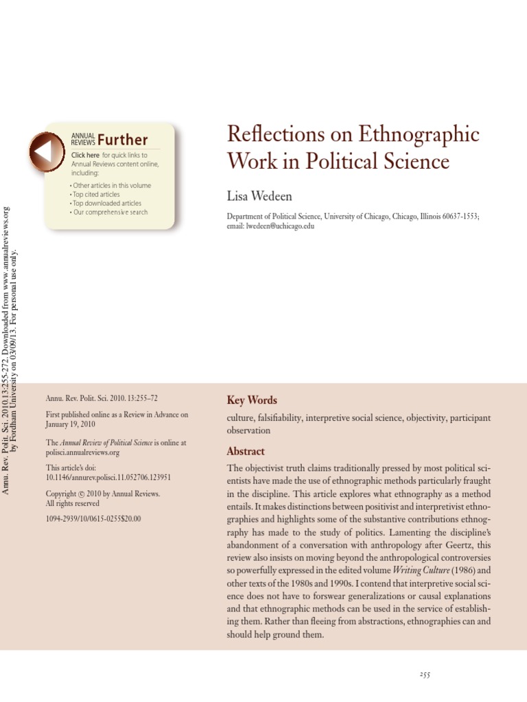 Etnografic Work in Political Science | PDF | Ethnography | Anthropology