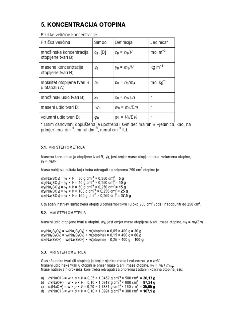 Koncentracija Otopina - Rjesenja - Sikirica | PDF