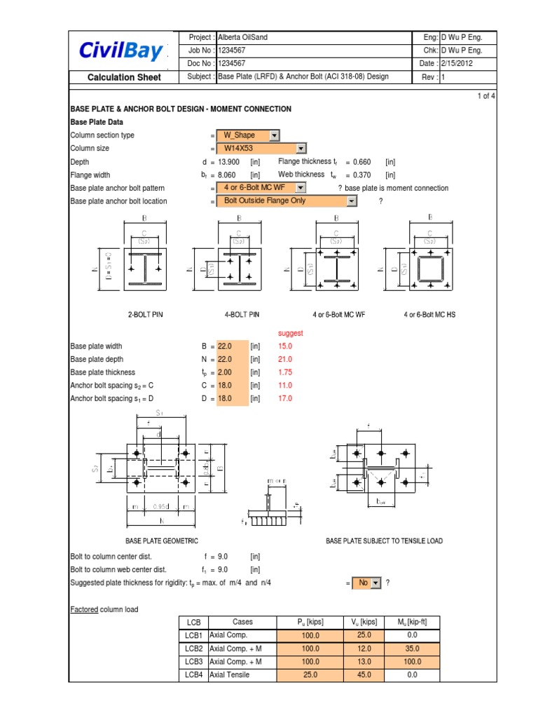 PIN and Moment Connection Base Plate | PDF