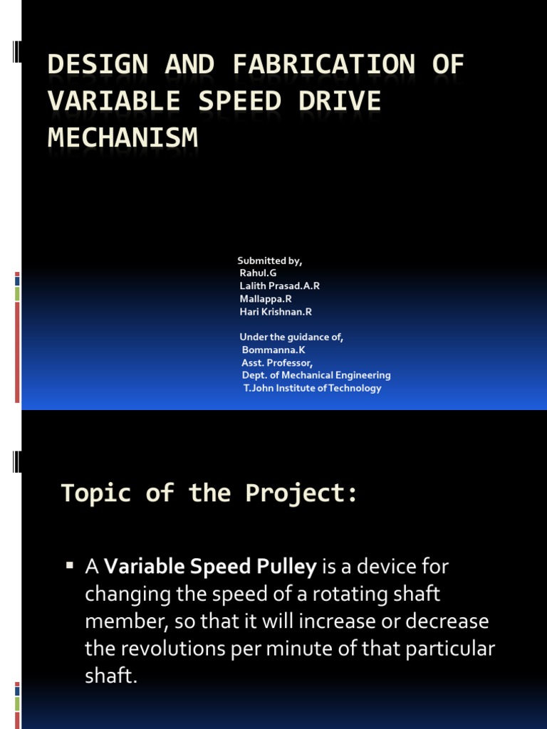 Design and Fabrication of Variable Speed Drive Mechanism | Download ...