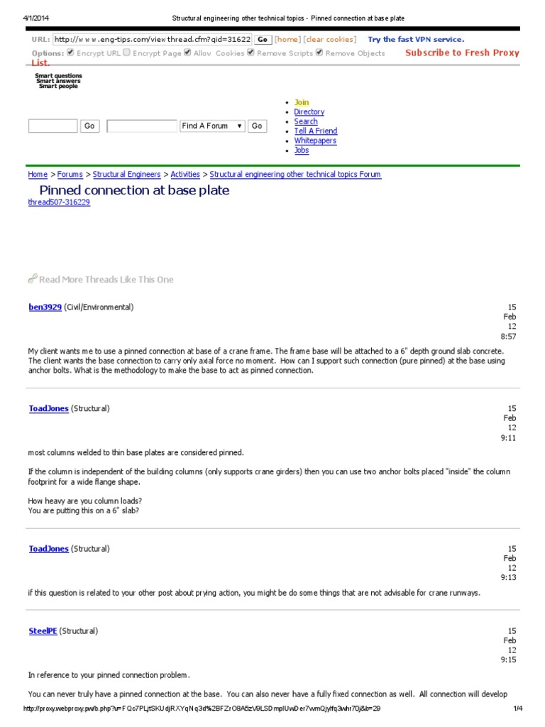 Structural Engineering Other Technical Topics - Pinned Connection at ...