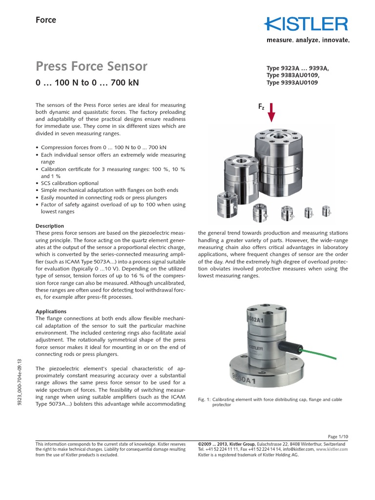 Press Force Sensor | PDF | Electrical Connector | Screw