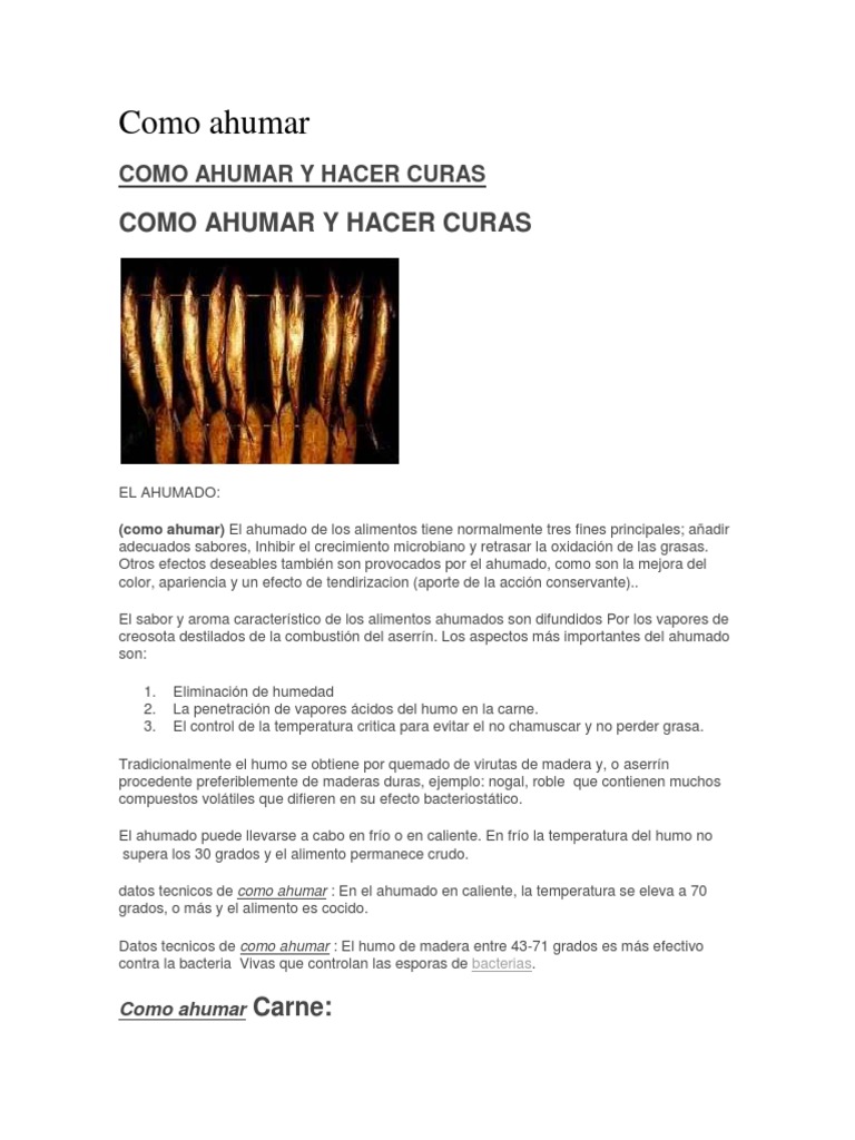 Como Ahumar | PDF | Curado (Conservación de Alimentos) | Carne