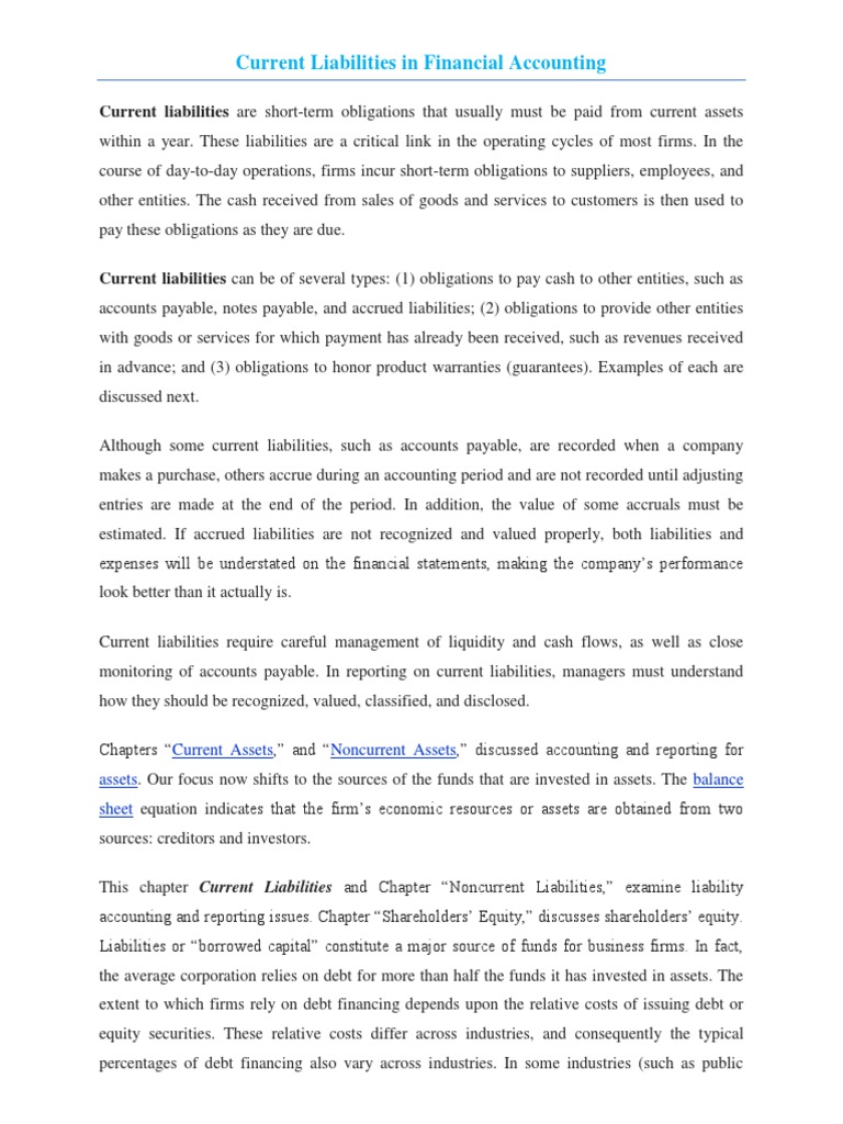 Current Liabilities in Financial Accounting | Download Free PDF ...