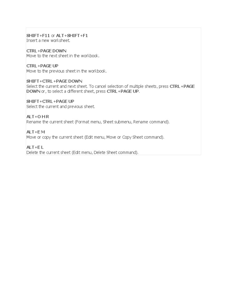 Shift+F11 or Alt+Shift+F1 | PDF