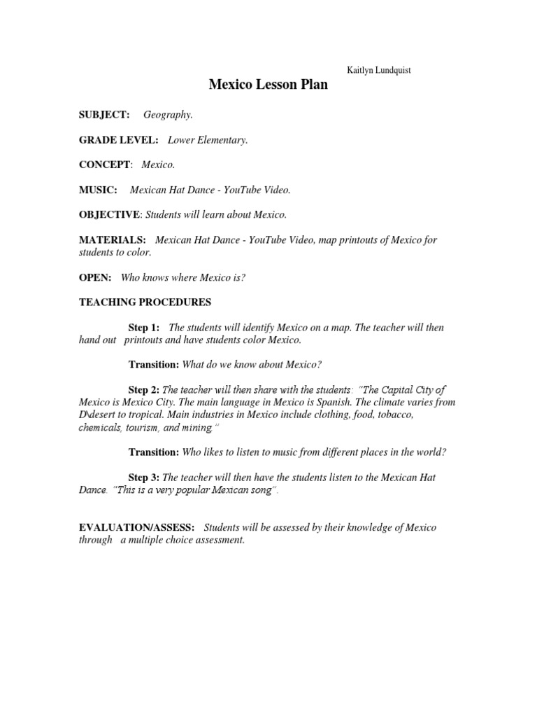 Mexico Lesson Plan | PDF | Science & Mathematics