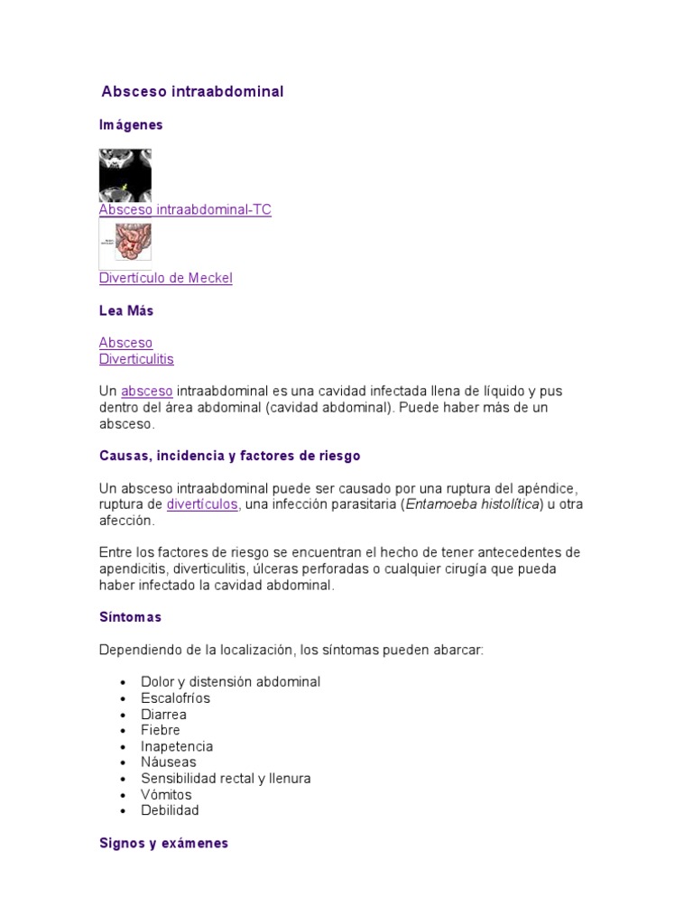 Absceso Intraabdominal: Causas y Tratamiento | PDF | Ciencias de la ...
