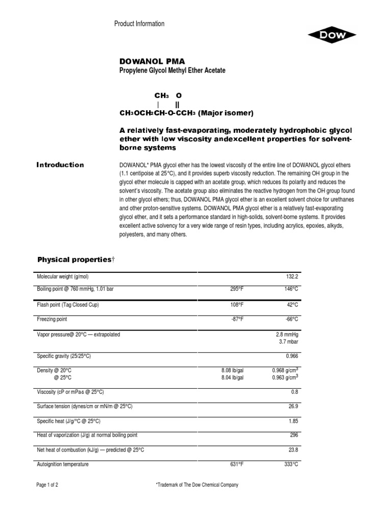 Downol Pma | PDF | Solvent | Physical Chemistry